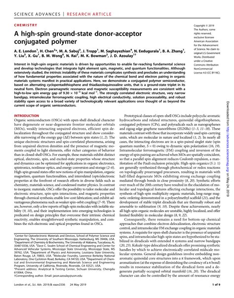 Pdf A High Spin Ground State Donor Acceptor Conjugated Polymer
