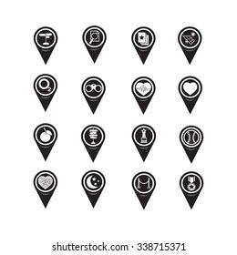 Set Map Pointer Icons Website Communication Stock Vector Royalty Free Shutterstock