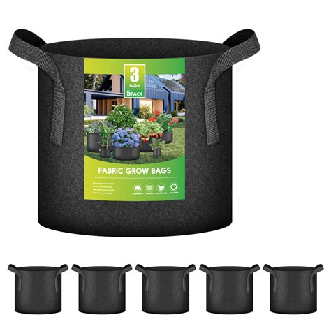 Ipower 3 Gallon Heavy Duty Thickened Aeration Grow Bags Nonwoven Fabric Pots