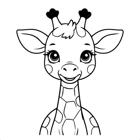 어린이를 위한 68 귀여운 기린 카와이 벡터 색칠 공부 페이지 프리미엄 벡터