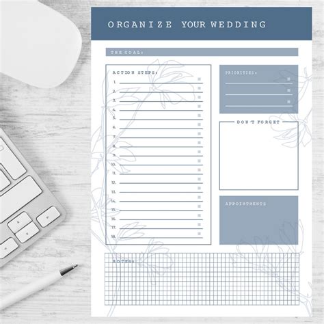 Wedding Organizer Printable Printable Wedding Planner Page Wedding
