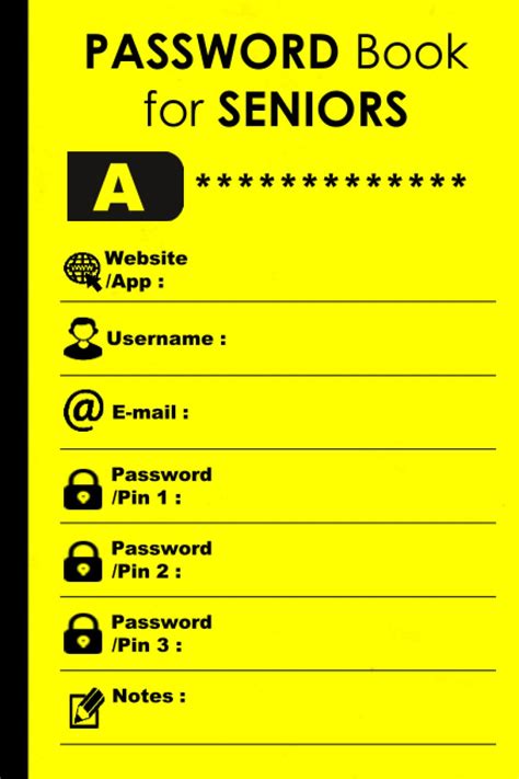 Password Book For Seniors 6 X 9 Large Print For Seniors