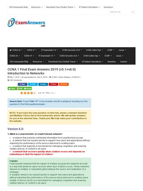 Ccna 1 Final Exam Answers 2019 V51v60 Introduction To Networks