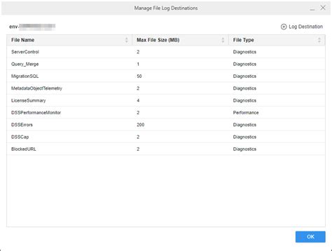 View And Edit Log Configuration Settings