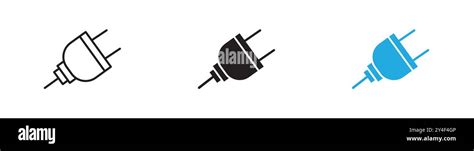 Plugin Icon Set In Thin Line Outline Style And Linear Vector Sign Stock