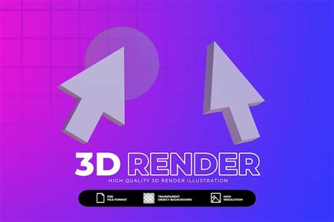 Premium PSD D Render Cursor Icon Set