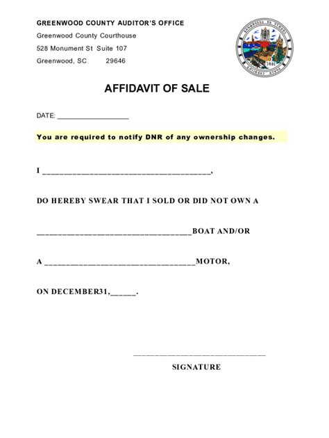 Fillable Online AFFIDAVIT OF SALE Fax Email Print PdfFiller