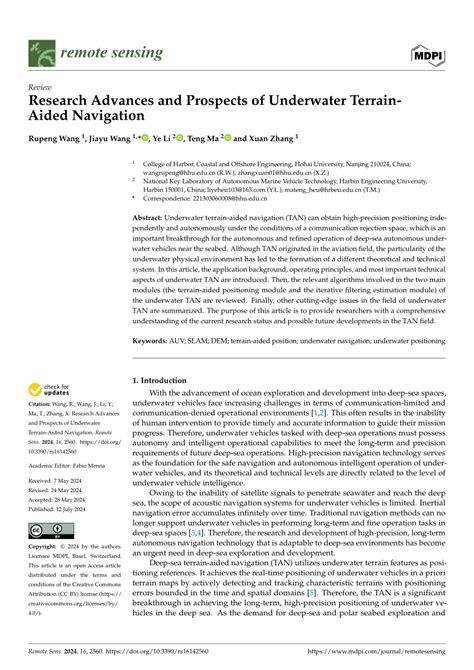 pdf research advances and prospects of underwater terrain aided