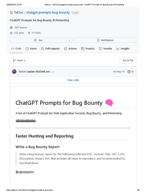 Github Taksec Chatgpt Prompts Bug Bounty Chatgpt Prompts For Bug