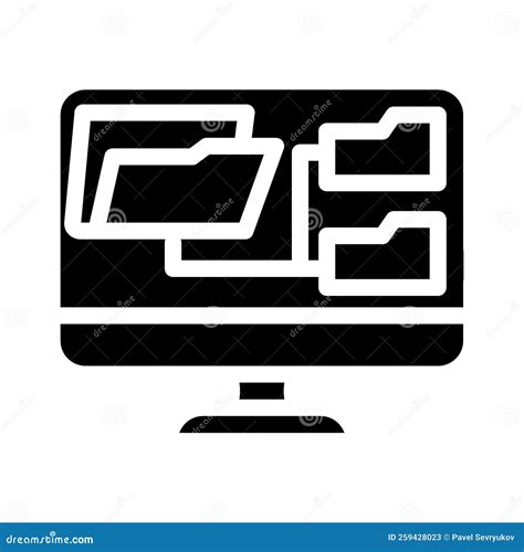 Computer Folder Glyph Icon Vector Illustration Stock Vector