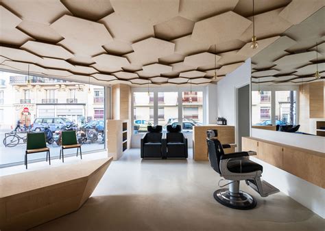 Joshua Florquin Adds Hexagonal Patterned Ceiling To Salon