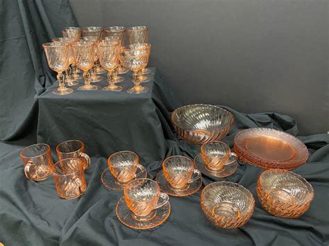 Arcoroc Pink Depression Glass Swirl Pattern