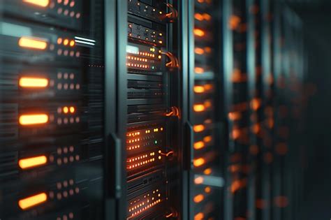 A Row Of Modern Hightech Server Cabinets In An Ultramodern Data Center Premium Ai Generated Image