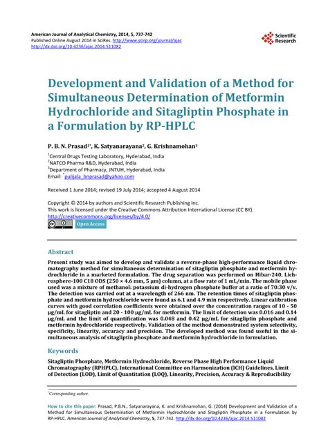 Pdf Development And Validation Of A Method For Simultaneous Determination Of Metformin