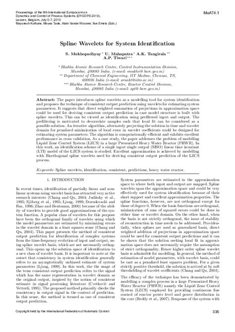 Pdf Spline Wavelets For System Identification