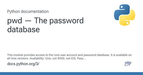 Pwd — The Password Database — Python 3137 Documentation
