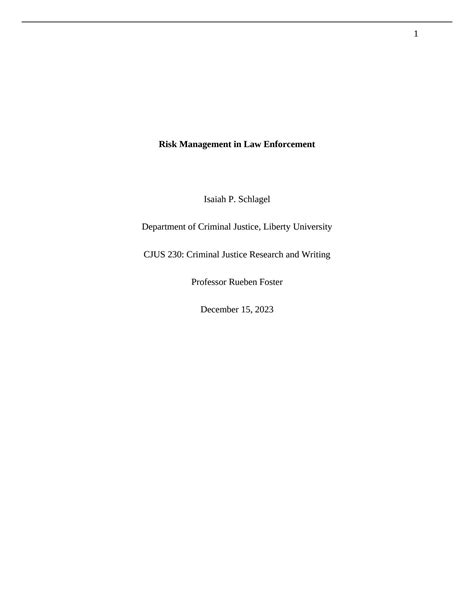 Solution Cjus 230 Liberty University Research Paper Risk Management In