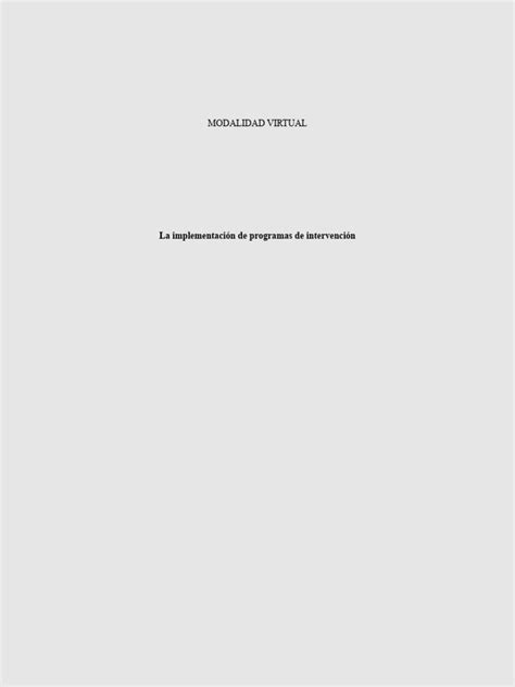 La Implementación De Programas De Intervención Pdf Evaluación