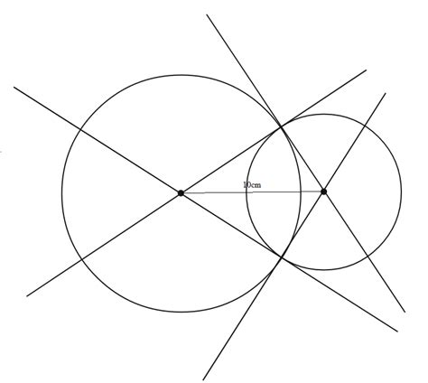 Geometry Two Overlapping Circles With Tangents Drawn At Their Intersection Points Intersecting
