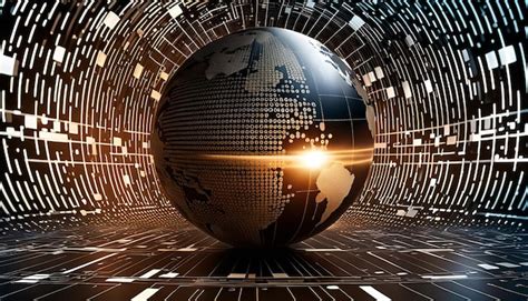 abstract globe with binary code premium ai generated image
