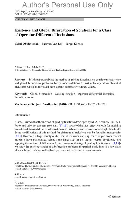 Pdf Existence And Global Bifurcation Of Solutions For A Class Of