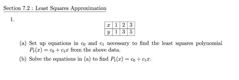 solved section 7 2 least squares approximation 1 2 3 a set