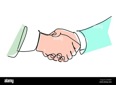 Two Businessmen Shaking Hands Continuous One Line Drawing Illustration Vector Simple Flat