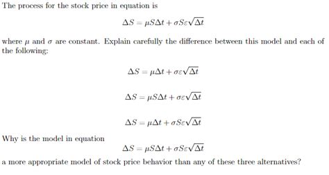 Solved The Process For The Stock Price In Equation Is Chegg Com