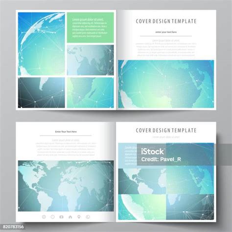 두 편집 레이아웃의 최소한의 벡터 일러스트 레이 션 스퀘어 디자인 브로셔 전단지 책자에 대 한 템플릿을 다룹니다 화학 분자 구조 형상 설계 배경 가리기에 대한 스톡 벡터