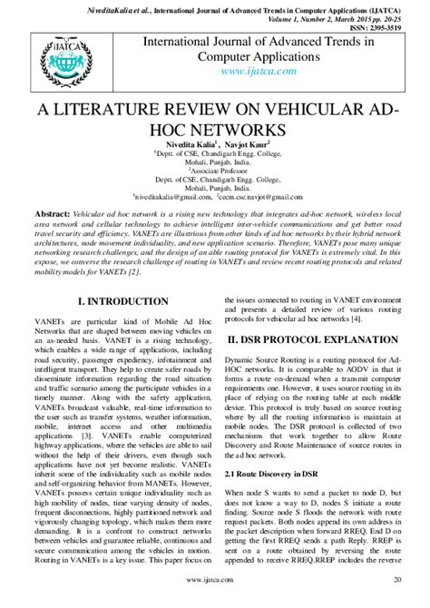 Pdf A Literature Review On Vehicular Ad Hoc Networks