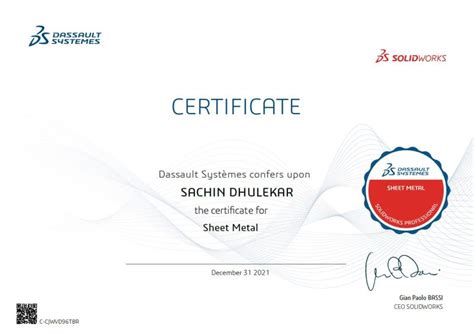 5th Cswpa Solidworks Dassaultsystèmes Advanceskills Solidworks… Sachin Dhulekar