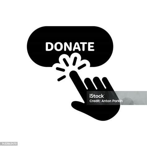 온라인 기부 실루엣 아이콘 버튼 클릭 블랙 픽토그램으로 기부 지원 및 도움말 온라인 아이콘을 제공합니다 자선 및 기부 개념 격리된 벡터 일러스트 레이 션 Charitable