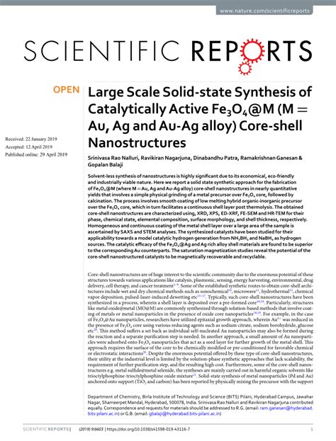 Pdf Large Scale Solid State Synthesis Of Catalytically Active Fe 3 O