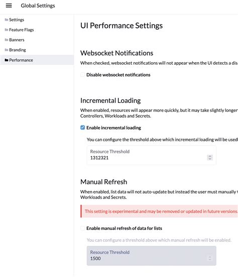 Ui Performance Settings Page Doesnt Disable The Options For Non Admin Users · Issue 7272
