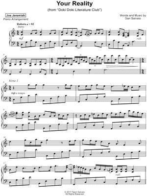 Your Reality Sheet Music From Doki Doki Literature Club