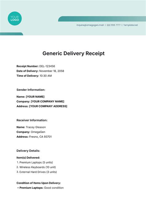 Free Delivery Receipt Template To Edit Online