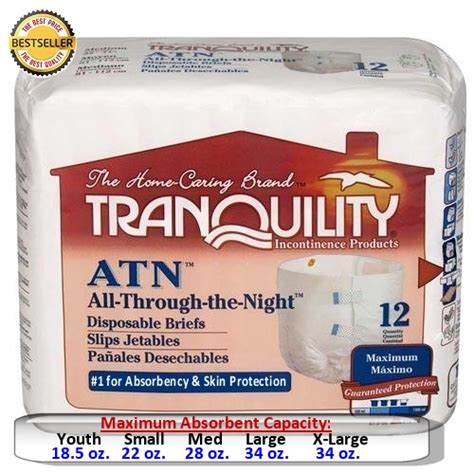 Tranquility Atn All Through The Night Disposable Briefs Tranquility Diapers Medium Size 84