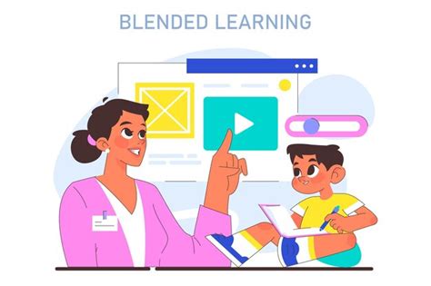 Premium Vector Blended Or Hybrid Learning Modern Education Methodic A