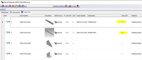 solved i want to know quantity of unique parts in bom autodesk community