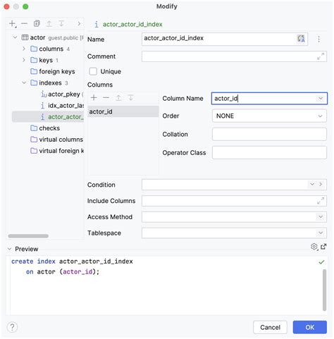 indexes datagrip documentation