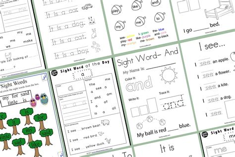 Kindergarten Free Printable Sight Words