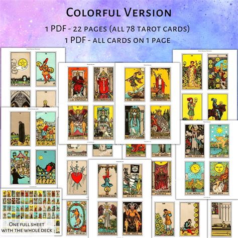 Printable Rider Waite Tarot Cards Color And Black And White Printable