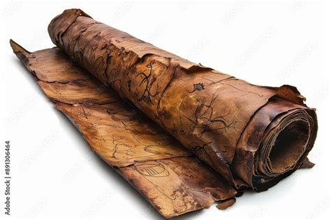 Ancient Weathered Parchment Scroll With Old Faded Script Depicting Historic Handwritten Text