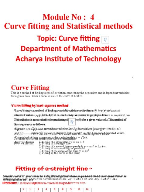 Curve Fitting St Line And Parabola Pdf Least Squares Ordinary Least Squares