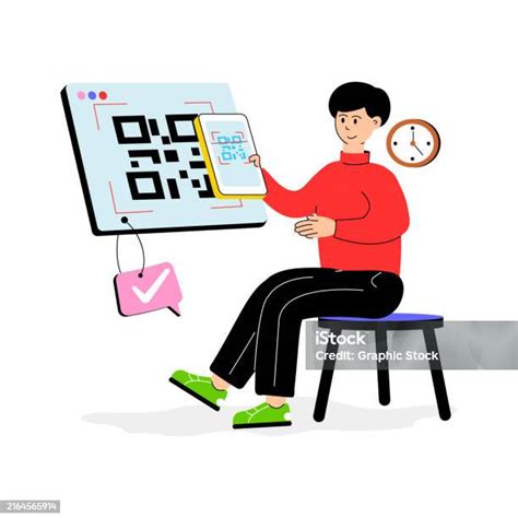 휴대전화를 가진 남자가 모든 모바일 장치에서 쉽게 스캔할 수 있는 Qr 코드 그림을 보여주는 코드를 스캔합니다 Qr코드에 대한