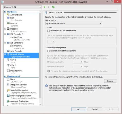 ubuntu 12 04 vm on windows 8 hyper v no network connectivity super user