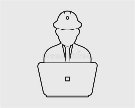 Computer Engineer Line Icon Stock Vector Illustration Of Sign