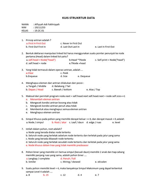 Kuis Struktur Data Dan Antrian Pdf