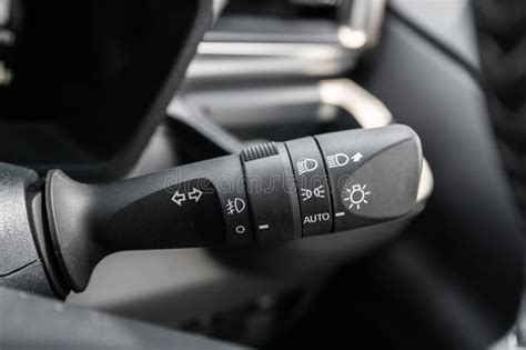 Close Up View Of The Car Headlight Switch Controls Stock Photo Image Of Transport Safety