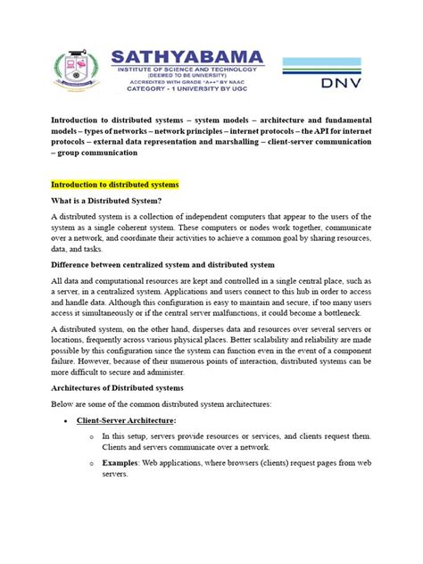 Unit 1 Distributed System Pdf Clientserver Model Distributed